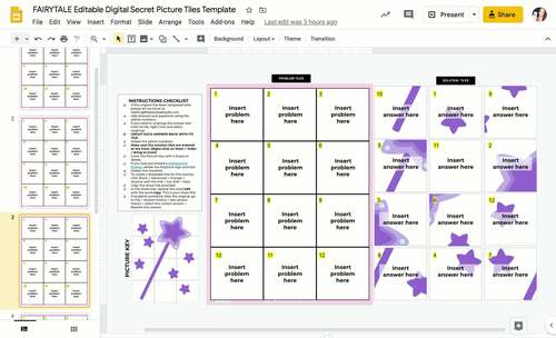 Fairytale Digital Editable Google Slide Secret Picture Tiles | Distance ...