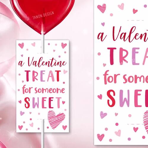 Valentine Lollipop Holder Gift Tag, Treat Tags, Valentine Friend Gift ...