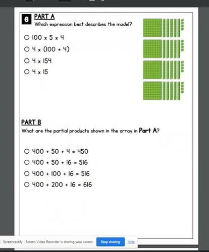 4th Grade EnVision Assessment - Topic 3 (Multiply by 1-Digit) 4.NBT.B.5
