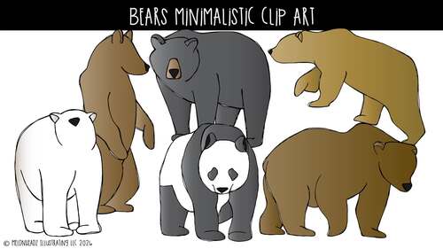 Bear clip art, Minimal Style Mini by Melonheadz Clipart | TPT