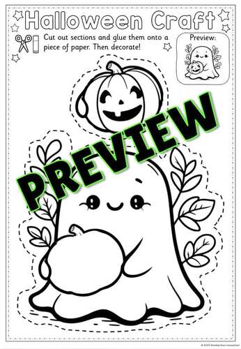 Halloween Cute Cut and Paste Craft Worksheets Ghost Witch Bat Pumpkin ...