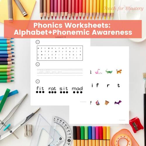 Phonics Worksheets: Alphabet+Phonemic Awareness by Teach for Mastery
