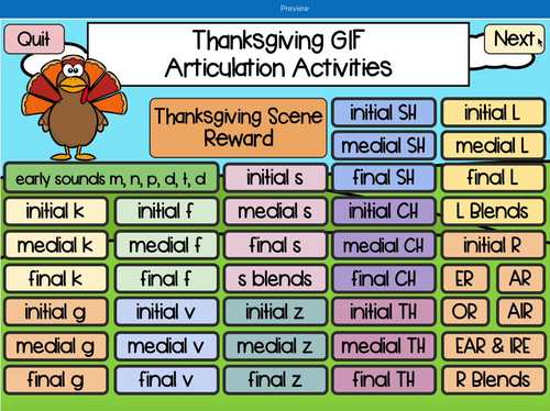 Thanksgiving Articulation November Speech Therapy Boom Cards Digital ...
