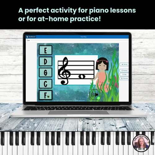 Treble C Position Note Names BOOM™ Cards Digital Flashcards with Mermaids