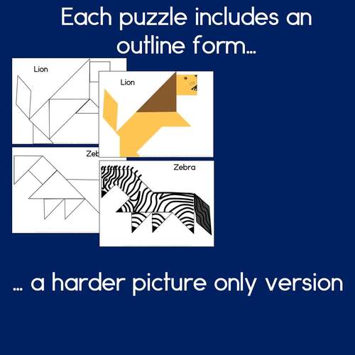 Zoo Animal Tangram Puzzles 2D Shapes Math Center by Paula's Primary ...