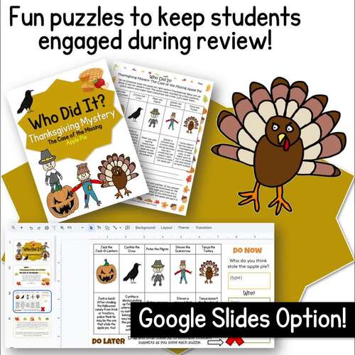Thanksgiving Mystery- Science Activity Packet (Print & Google Slides )