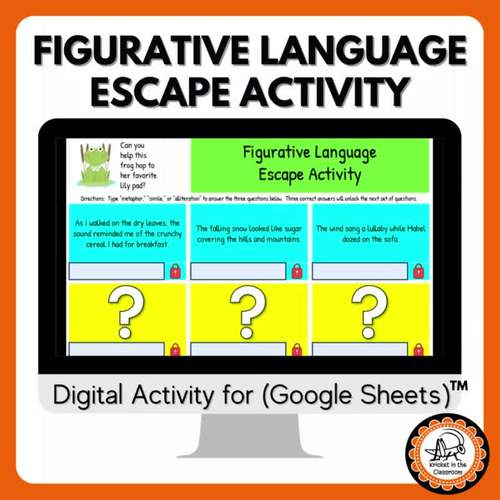 Figurative Language Digital Escape for Google Sheets™ Grades 3-5