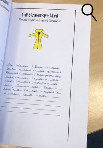 Printable Fall Scavenger Hunt for Present Simple and Continuous | TPT