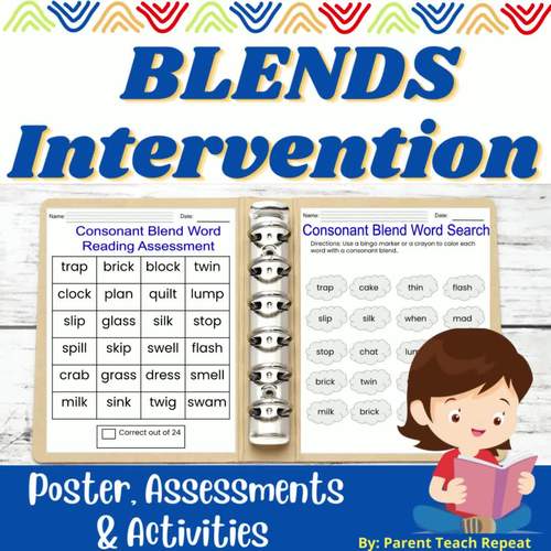 NO PREP Phonics Reading Intervention| Consonant Blends | Assessments Poster