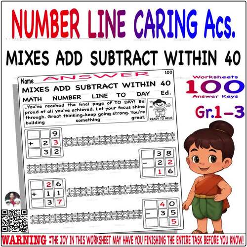 Number Line Mixed Addition and Subtraction to 40 Fluency Grow Drill ...