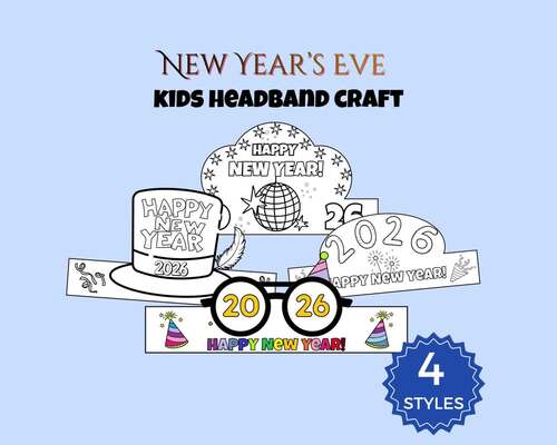 New Year's Eve Kids Headband Craft Kit: Kids Coloring DIY Crown ...