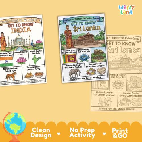 South Asia Countries Coloring Pages Bundle | Geography Research Activity