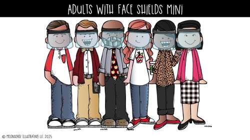 Adults with face shields clip art, Social Distance clip art, PPE clip ...