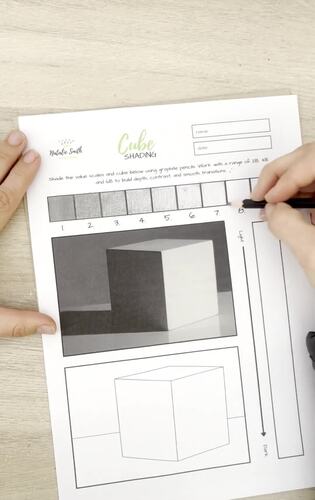 Shading Worksheets – Value Scale & Basic Forms by Natalie Smith Art