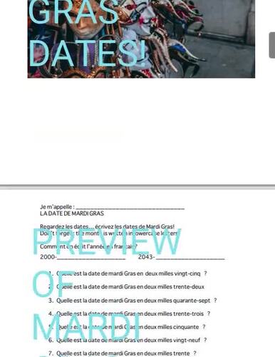 Beginner & Advanced Leveled Mardi Gras Dates Practice & Il y a + Time ...