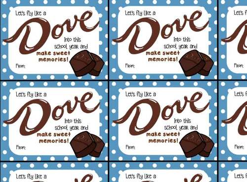 Dove Chocolate Beginning of Year Gift Tag- Let's fly like a Dove into ...