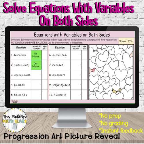 Solving Equations with Variables on Both Sides special Cases Digital ...
