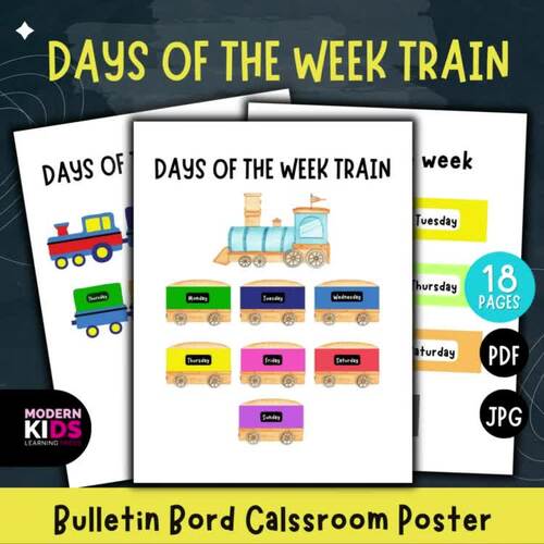Days of the week Train- Bulletin Bord Poster by ModernKids LearningPress