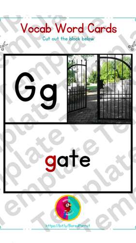 Kindergarten Vocabulary Cards | Letter G | Phonics | Writing | Reading