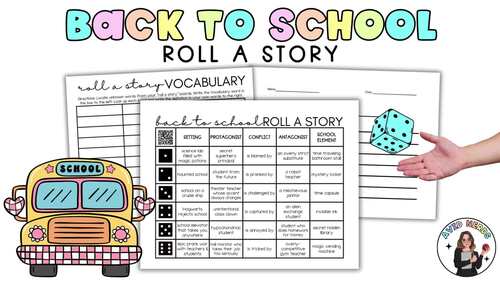 Back to School Roll a Story Activity | Narrative Writing Prompts | Editable