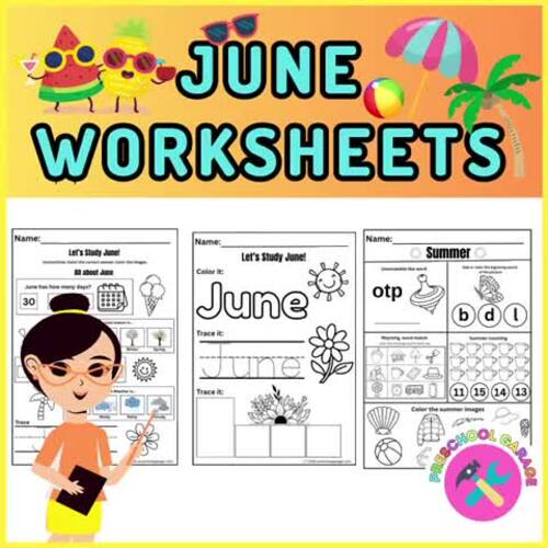 June Worksheets for Kids – Fun Summer Learning! by Preschool Garage