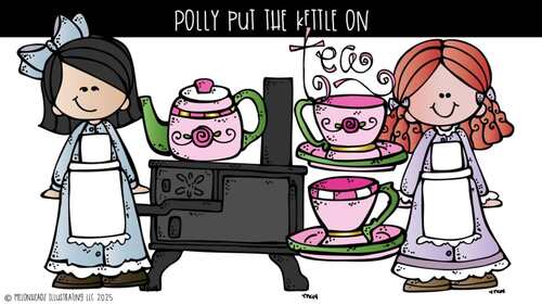 Polly Put the Kettle on clip art, tea, nursery rhyme Mini by Melonheadz ...