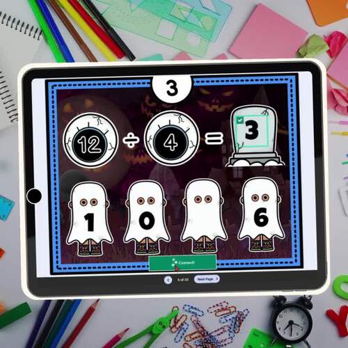 Halloween | Division up to 20 Task Cards | Drag & Drop - Digital Easel ...