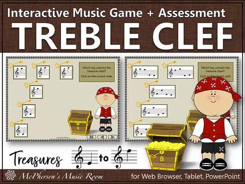 Treble Clef Notes Interactive Music Game & Assessment {Treasure Chest}