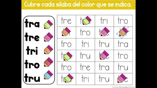 Sílabas trabadas TR DIGITAL Actividades para Seesaw y Google Slides español