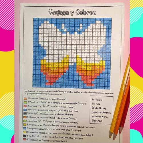 Preterito Indefinido Worksheet: COLOR BY CONJUGATION + Frida Kahlo ...