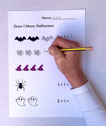 Draw One More Number Sense Worksheets Halloween Math Coloring Pictures ...