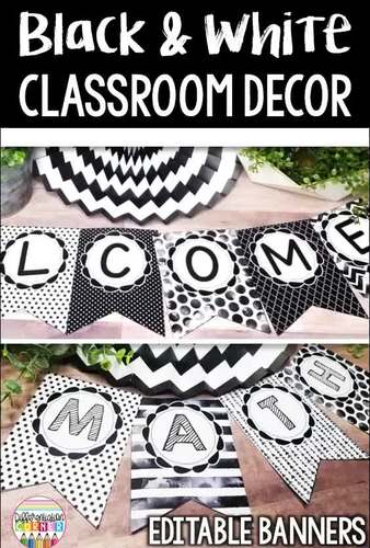 Classroom Decor Bundle - Editable Black and White Theme | TpT
