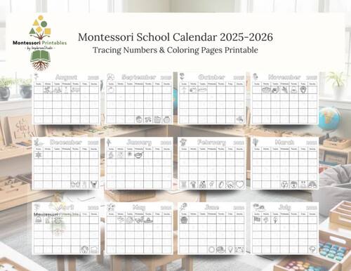 Montessori School Calendar 2025-2026 by ImpleremStudio | TPT