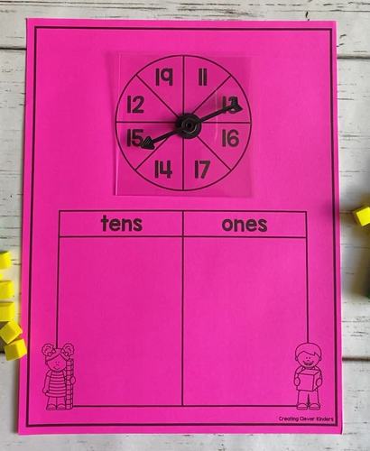 Spin and Build (# 1-10, Teen Numbers, Base Ten, Less Than/Greater Than)