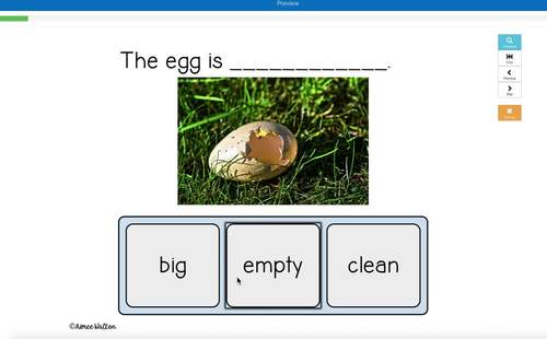 Describing Using Clean, Empty, Big Adjectives Speech Boom Cards™