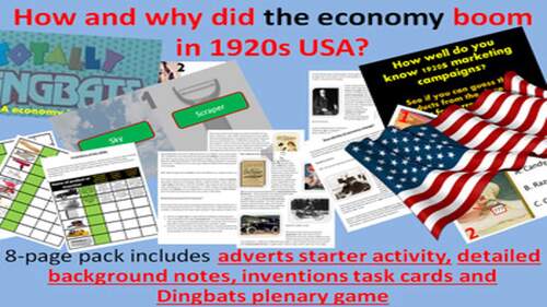 US economy 1920s - 15-page full lesson (starter, notes, invention task ...