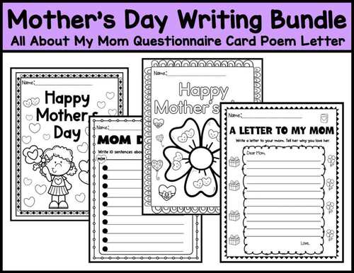 Mother’s Day Activities Bundle | All About My Mom, Questionnaire, Card ...