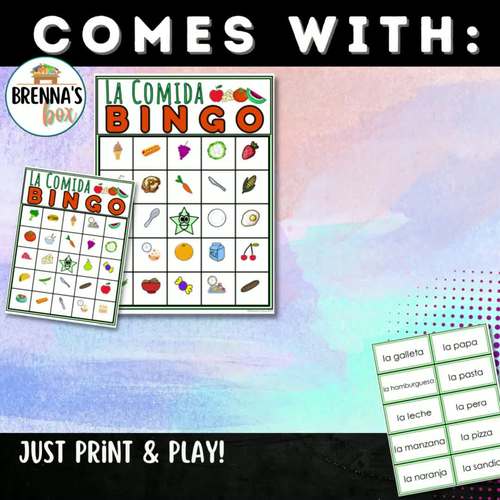 Spanish Foods Bingo Activity - La Comida Game and Powerpoint Presentation