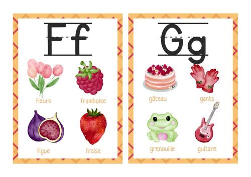 FRENCH ALPHABET book with 4 words per letter | Educational Printable ...