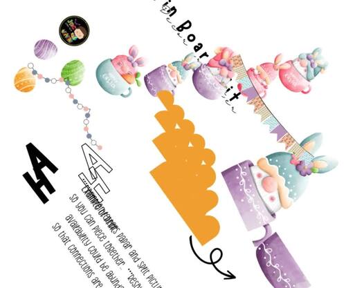 Happy Easter Gnomies Bulletin Board Kit, April Door Decor,Editable