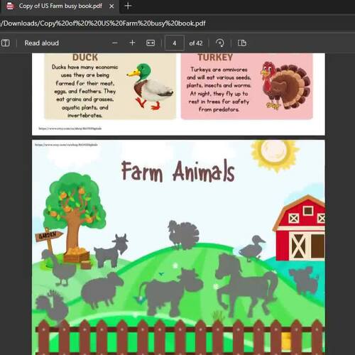 42 pages Farm Busy Book | Printable Toddler and Preschool Learning Binder