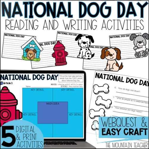 National Dog Day Craft, Reading Comprehension Activities, Writing and ...