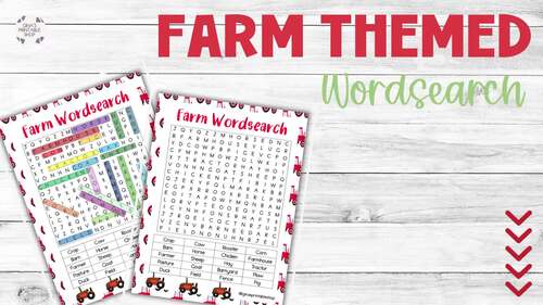Farm Themed Wordsearch Game Activity by GinasPrintableShop | TPT
