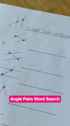 Angle Pairs Geometry Word Search -same side, alternate, exterior ...