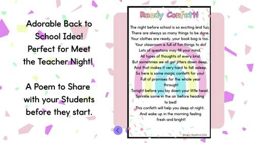 Printable Confetti Poem and All About Me Form for K-2 by Glimmers In Kinder