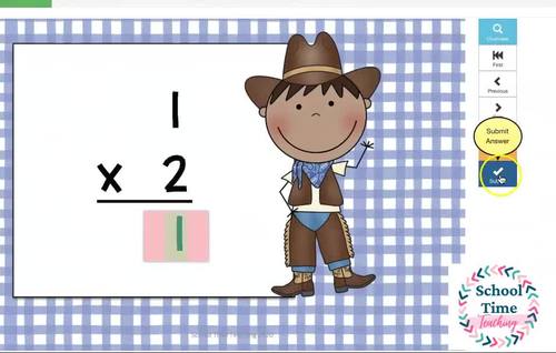 Multiplication 2 Fact Fluency Math BOOM Cards by School Time Teaching