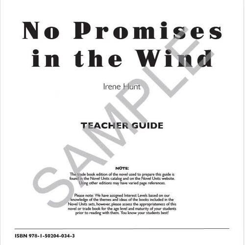 No Promises in the Wind Novel Units® Teacher Guide Novel Study | TPT