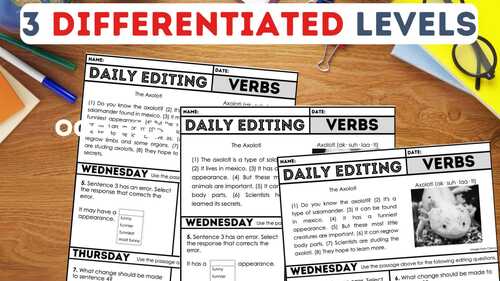 Verbs STAAR Warm Up Grammar Paragraph Editing Practice 3rd 4th 5th Grade