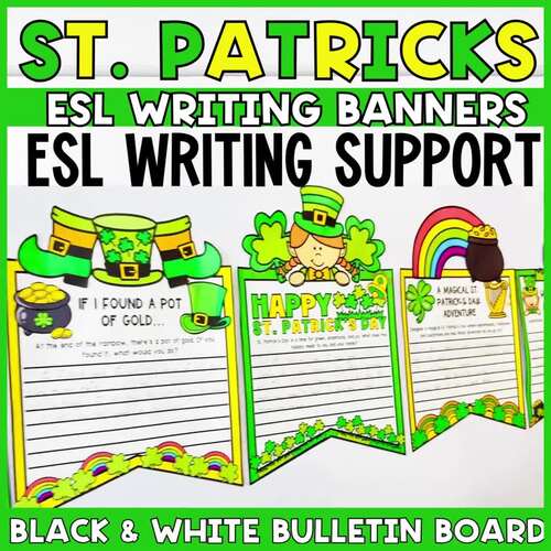 ESL St. Patrick's Day Writing Craft-Bulletin Board Banner-Pennants for ...
