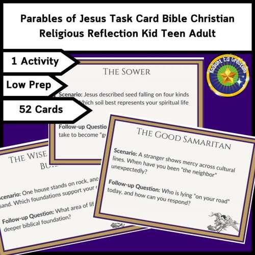 Parables of Jesus Task Card Bible Christian Religious Reflection ...